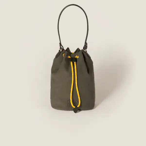 Miu Miu Gabardine Pouch - Olive Green/Yellow | Editorialist